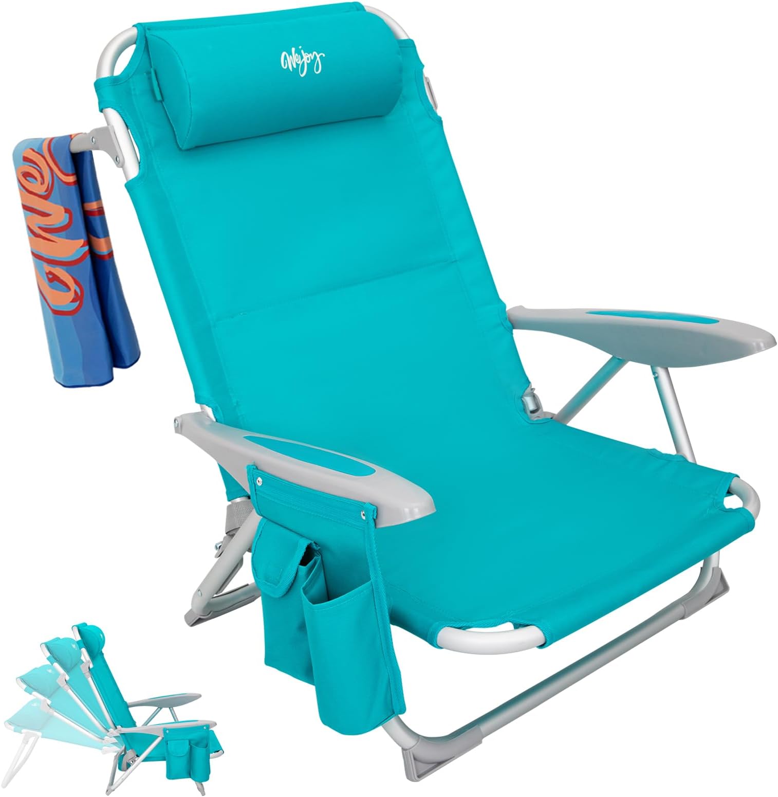 Amazon.com : Cabana Beach Folding Beach Chair, 5 Position Lightweight ...