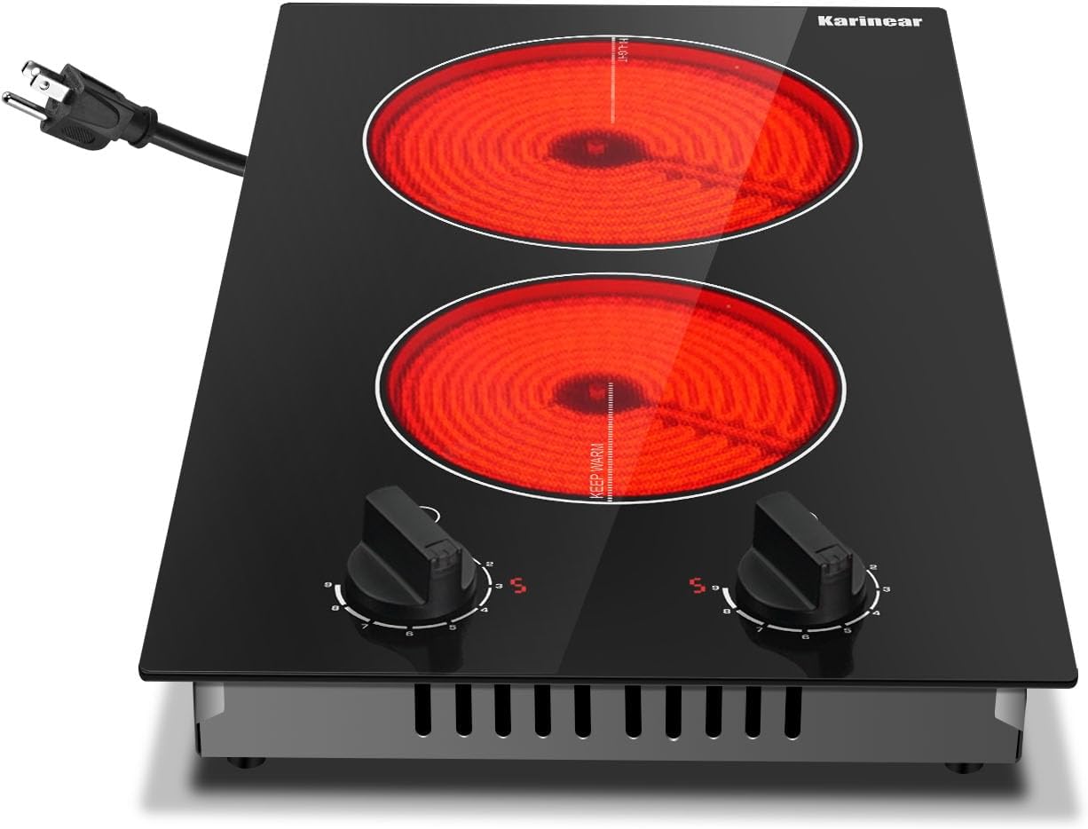 Karinear 110V Electric Cooktop 2 Burners - Efficient Knob Control ...