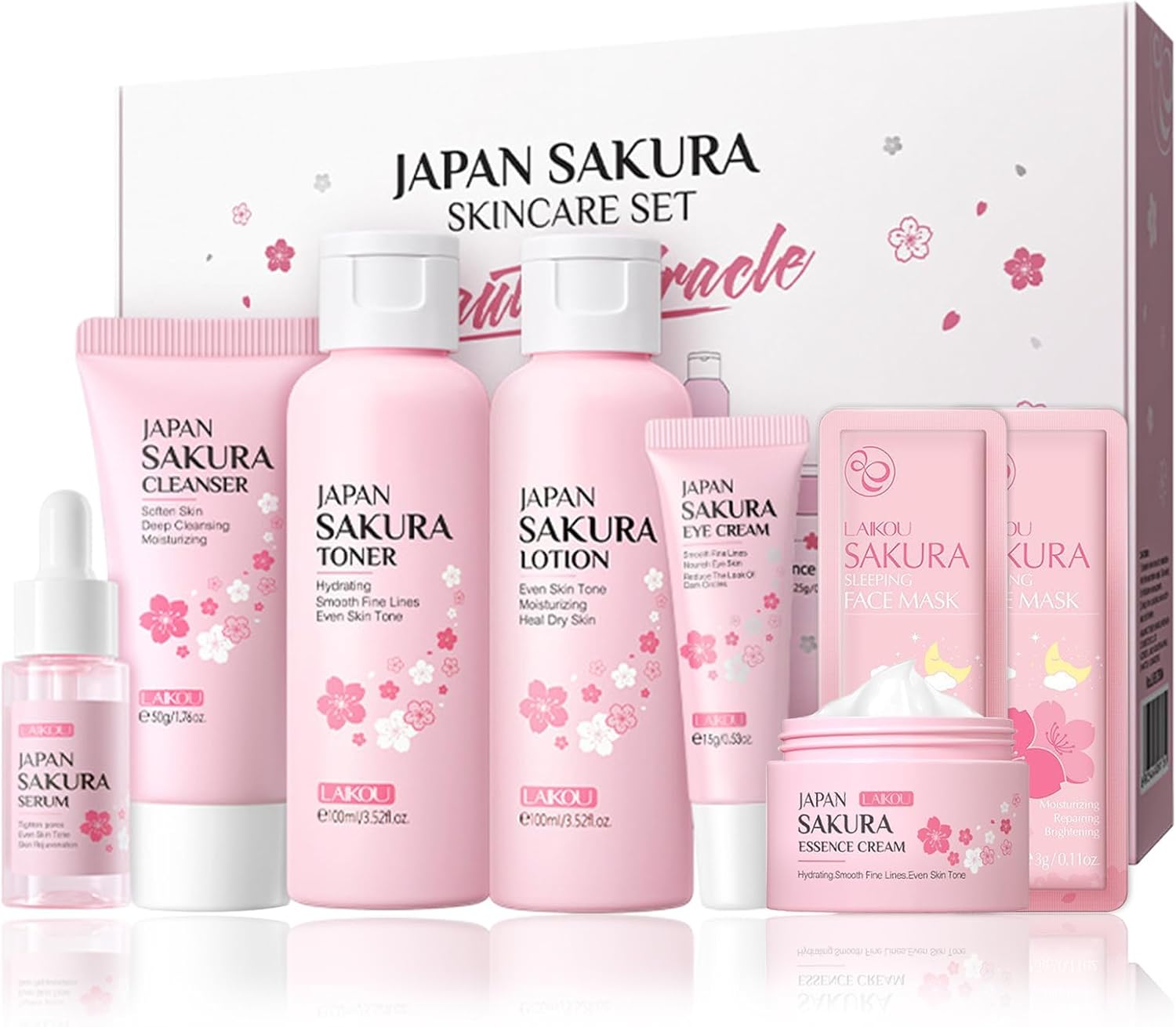 Skin Care Set for Women & Teens – 7PCS Floral Beauty Kit with Cleanser ...
