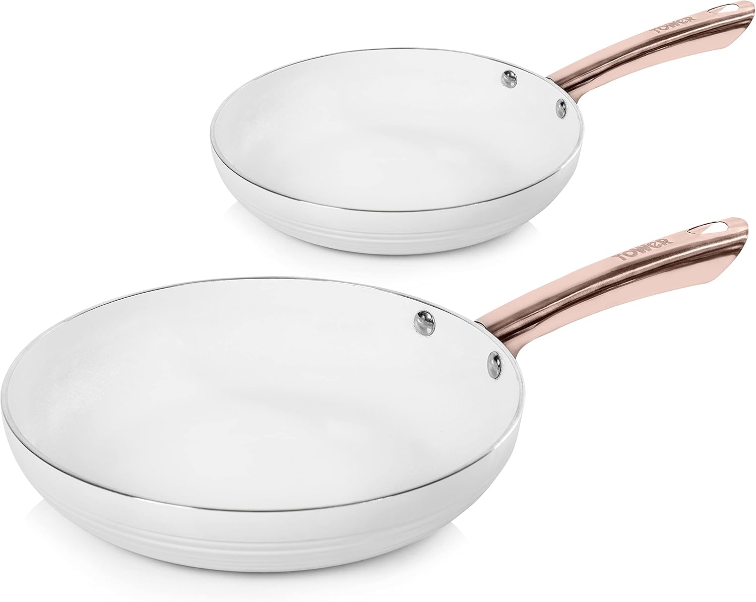 Amazon.com: Tower Rose Gold Frying Pan Set 24 and 28 cm, Non Stick and ...