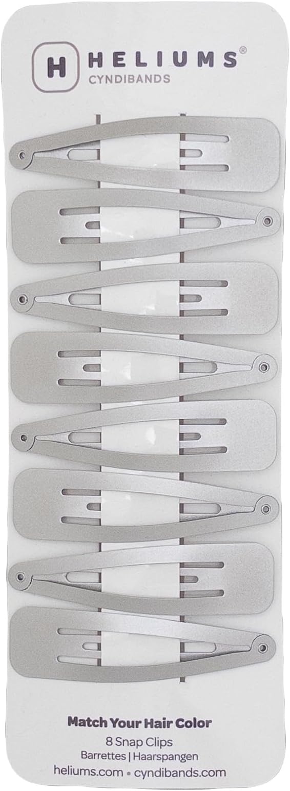 Amazon.com : Heliums Large Snap Hair Clips - Silver - 2.7 Inch Metal ...