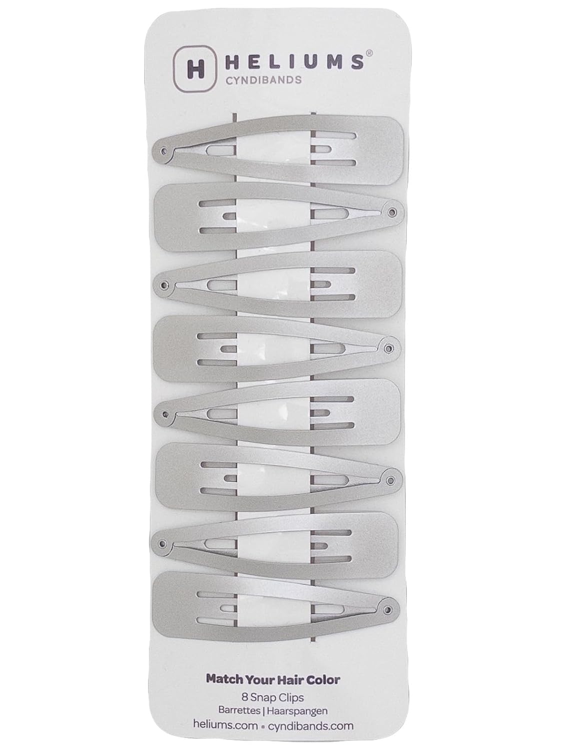 Amazon.com : Heliums Large Snap Hair Clips - Silver - 2.7 Inch Metal ...