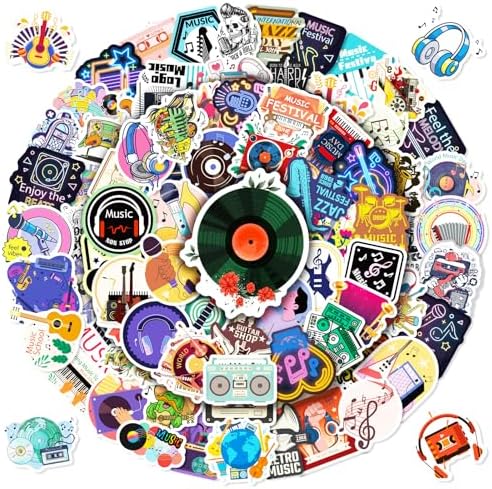 Amazon.com: 50Pcs Music Stickers for Water Bottles Vinyl Musical Note ...