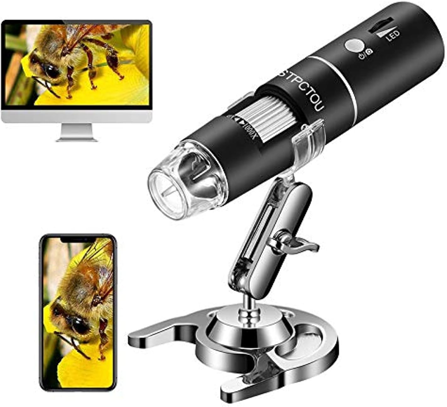 Microware Wireless Digital Microscope 50X-1000X 1080P Handheld Portable ...