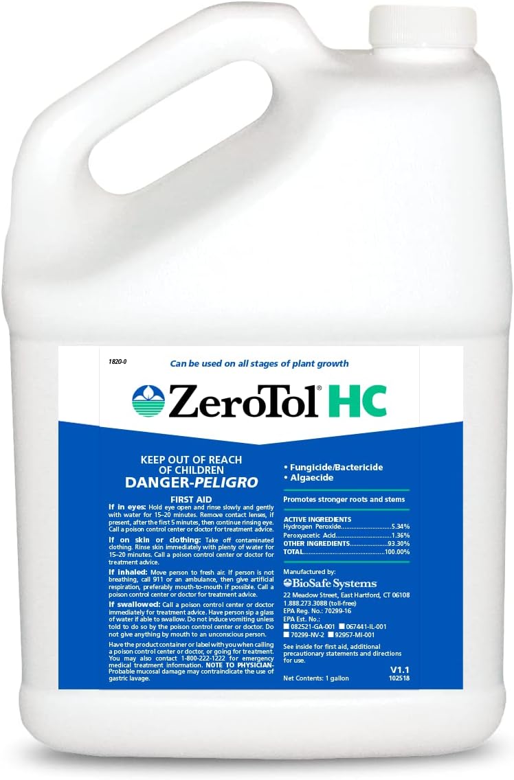 Amazon.com: BioSafe Systems 6200-1 ZeroTol HC Fungicide, 1 Gal - Case ...