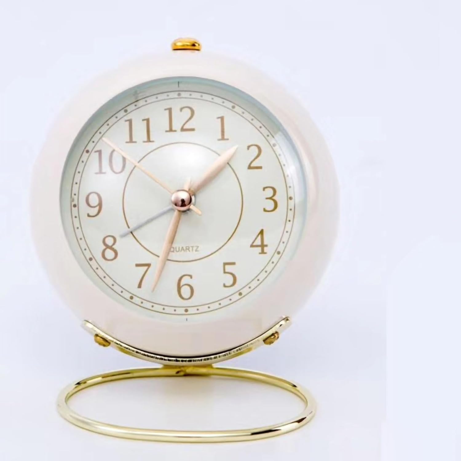 Small Round Clock, Analog Alarm Clock with Soft Night Light Quiet Desk ...