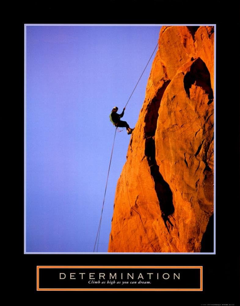Amazon.com: Determination: Climber Art Print 22 x 28in: Rock Climbing ...