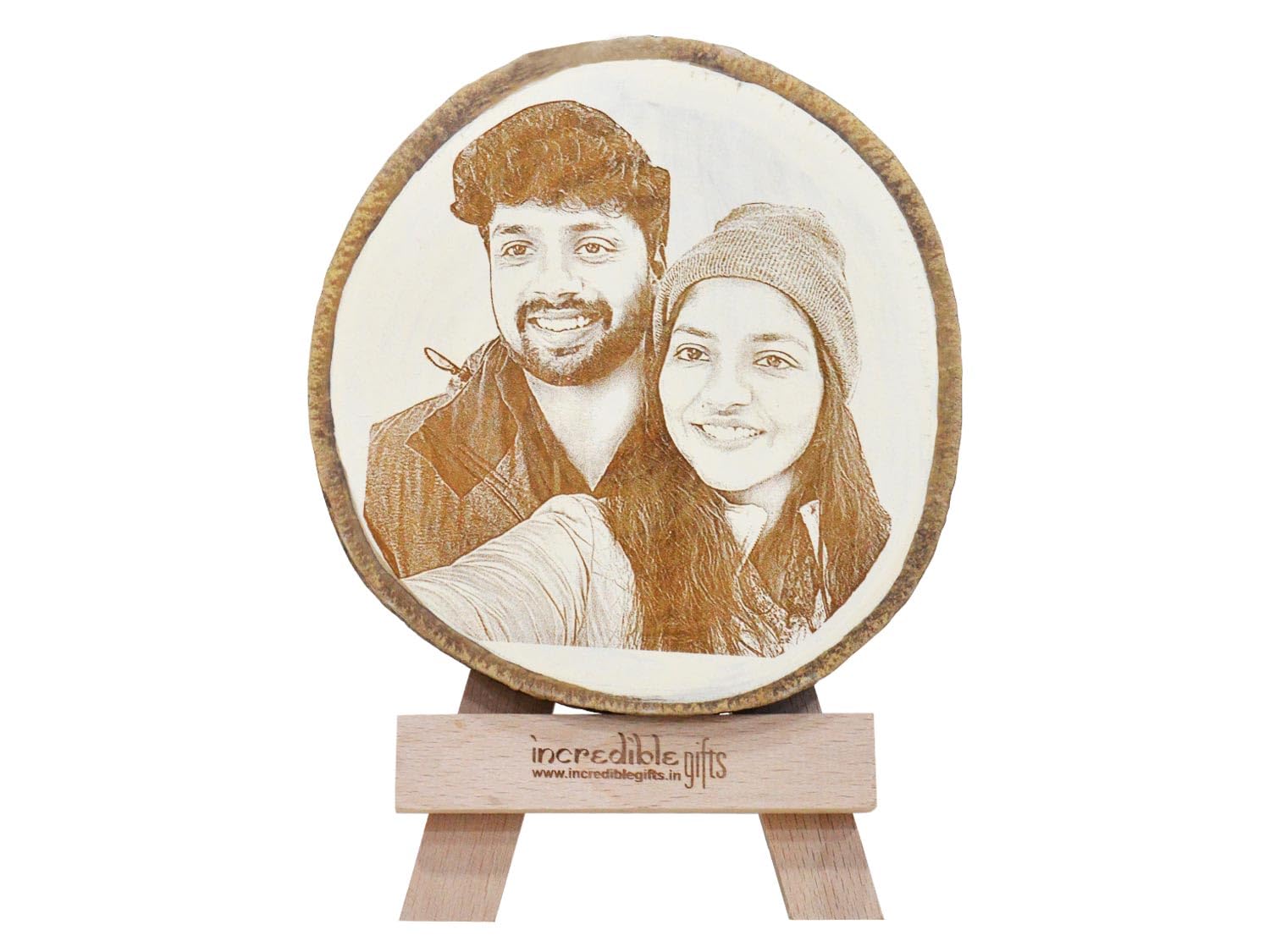 GFTBX Personalized Natural Wooden Slice Photo Frame For Couple With ...