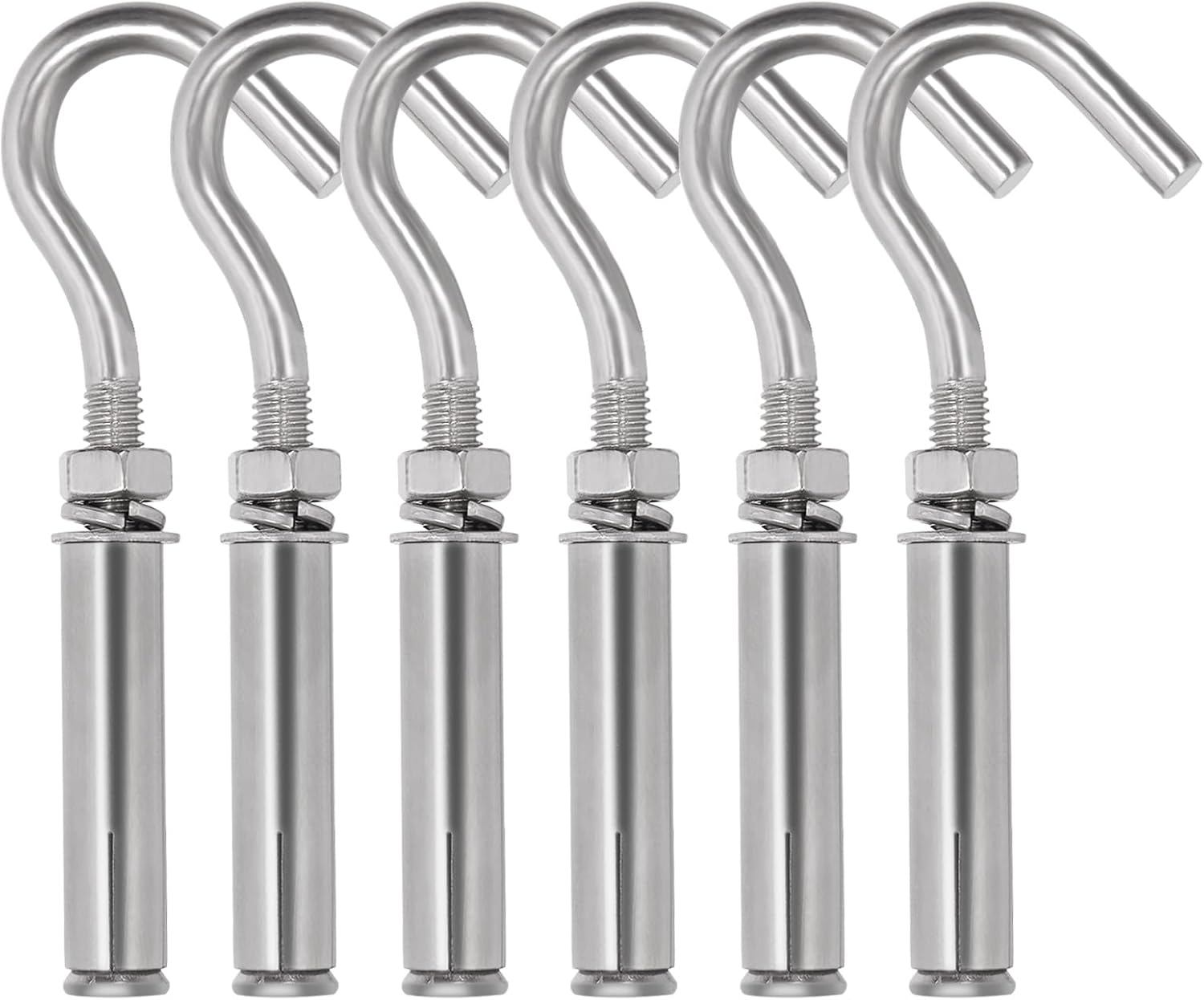 Swpeet 6Pcs M6 Stainless Steel Open Cup Hook Expansion Screws Bolts ...