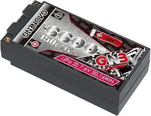 Amazon.com: GAONENG GNB 6600mAh 2S HV 7.6V 150C Short Shorty Pack 5.0mm Bullet Hard Case RC LiPo ...