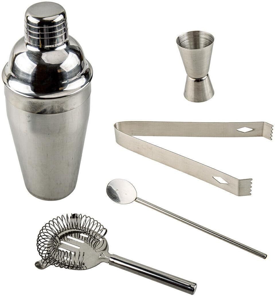 Amazon.com: 5 Piece Cocktail Maker Set Shaker Mixer Stainless Steel ...