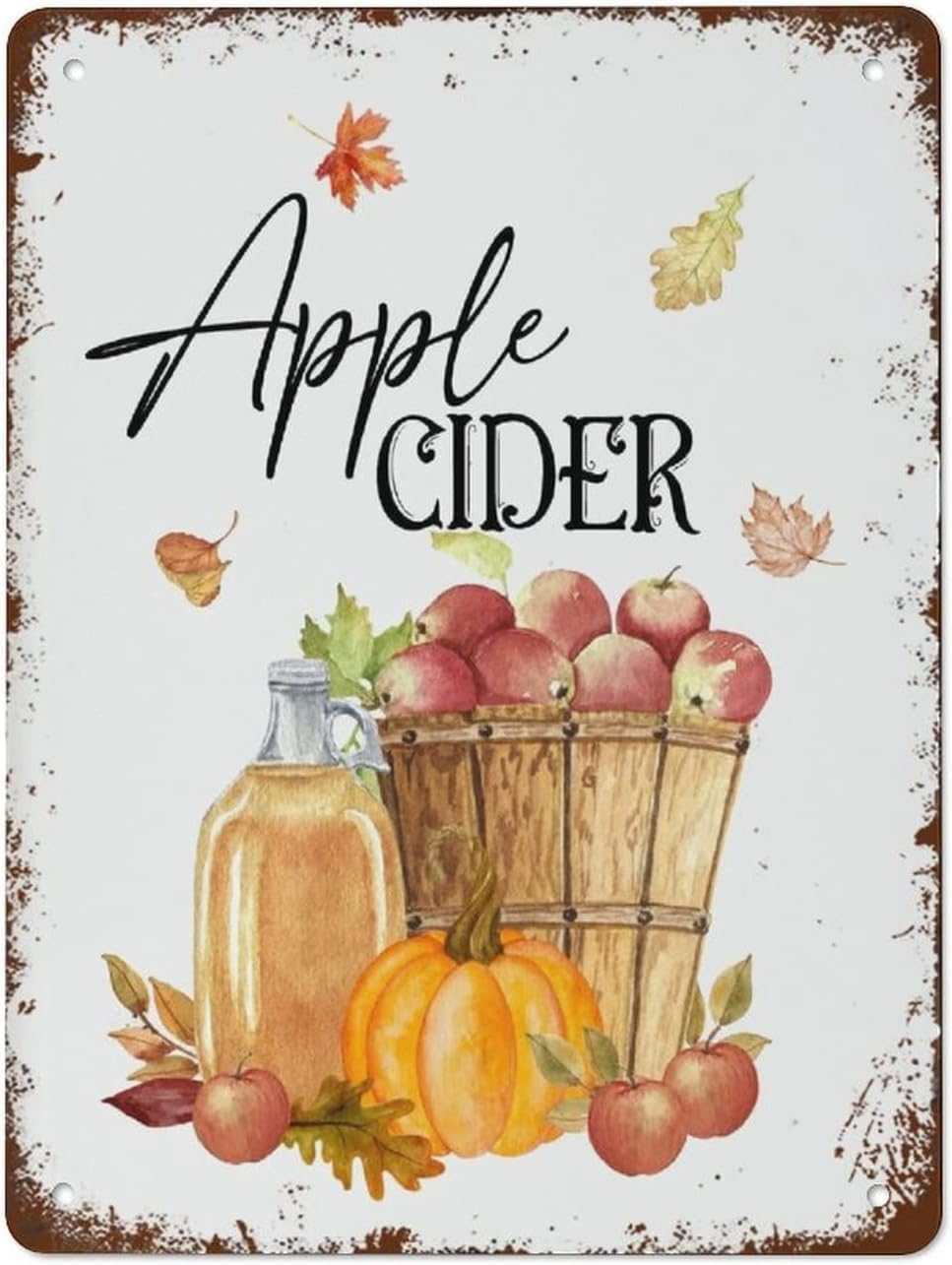 Amazon.com: Apples Cider Fall Thanksgiving Sign Fall Wall Art Metal ...