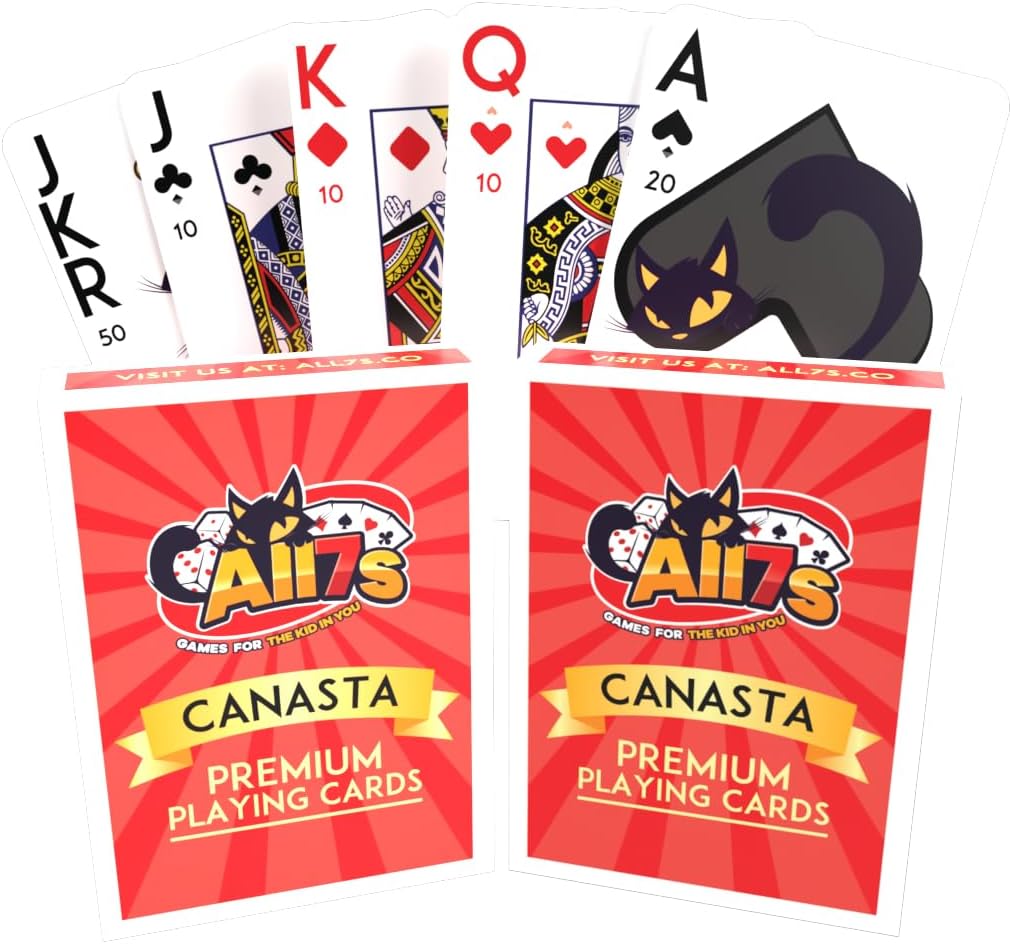 Amazon.com: All7s Classic Canasta Cards with Point Values – Two Large ...