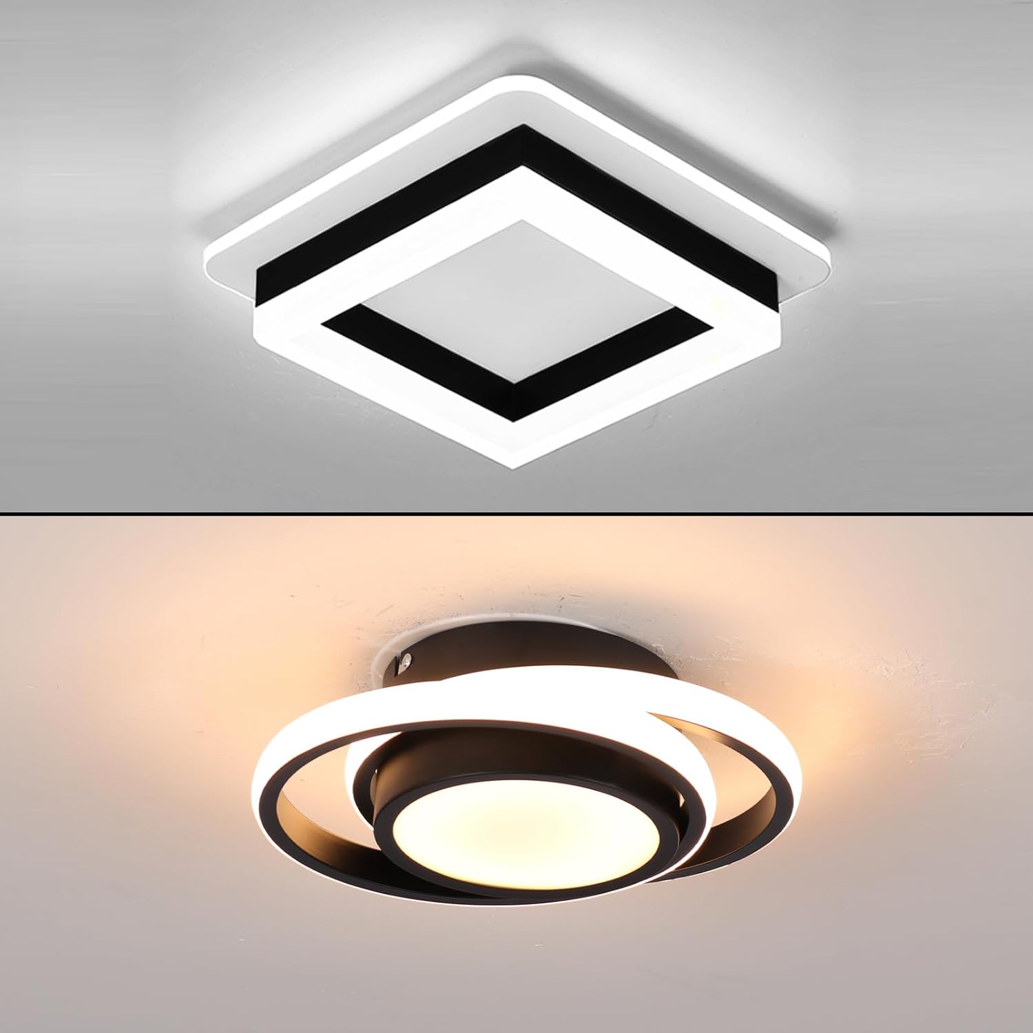 CANEOE 2 Packs Small Modern LED Ceiling Light Black Indoor Led Ceiling ...