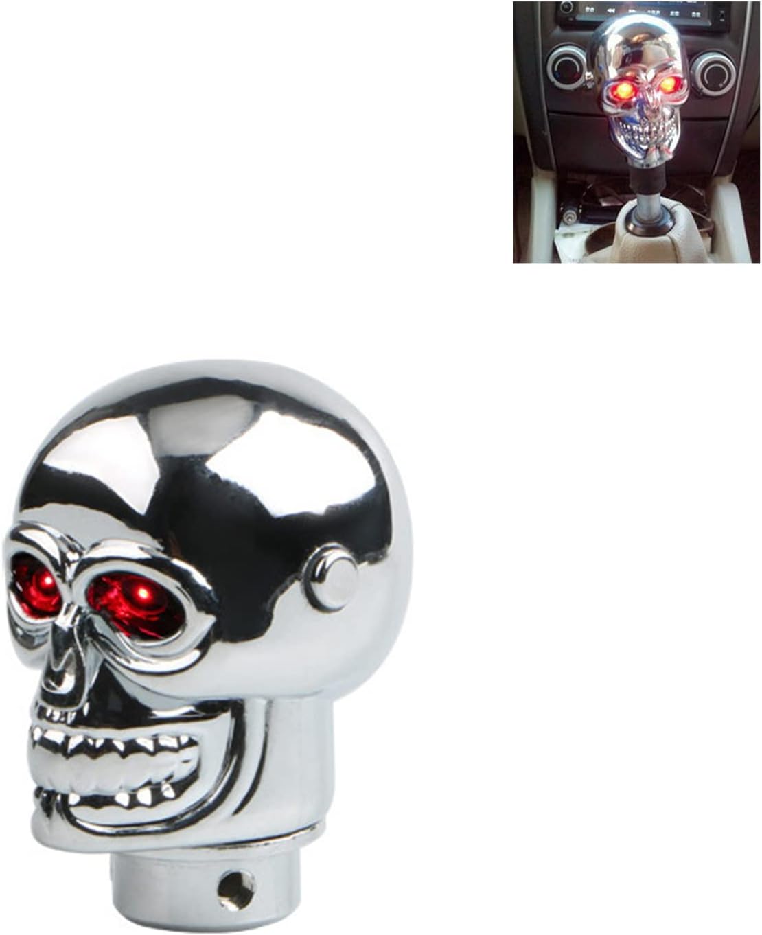 Amazon.com: Dewkou 1 Pack Skull Head Car Gear Stick, Silver Shift Knob ...