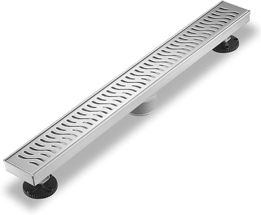 Sharp-tec 24 inch Linear Shower Drain, Brushed Rectangular Floor Drain ...
