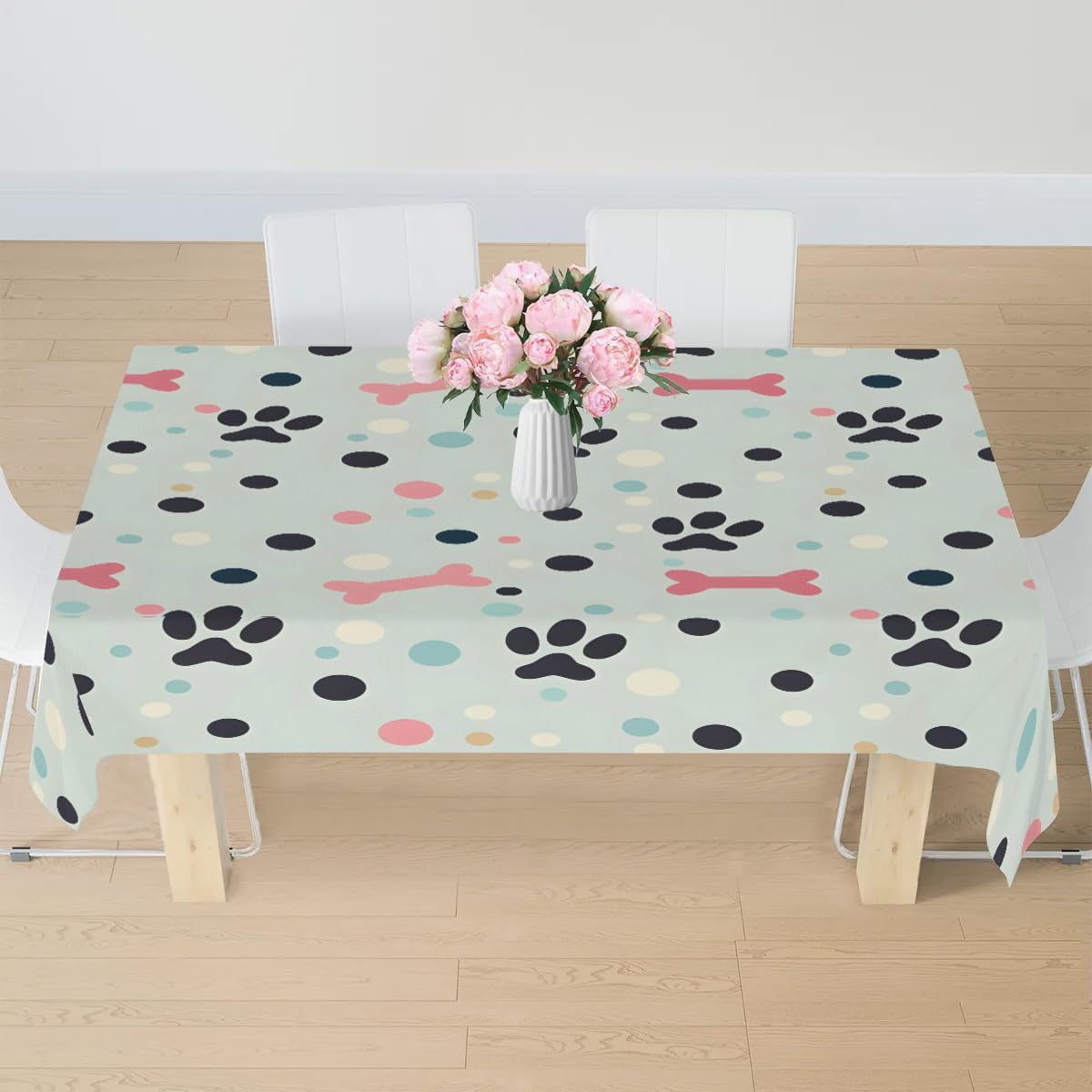 Amazon.com: Skonsati Rectangle Tablecloth Dog Paw Print Cute Kitten Cat ...