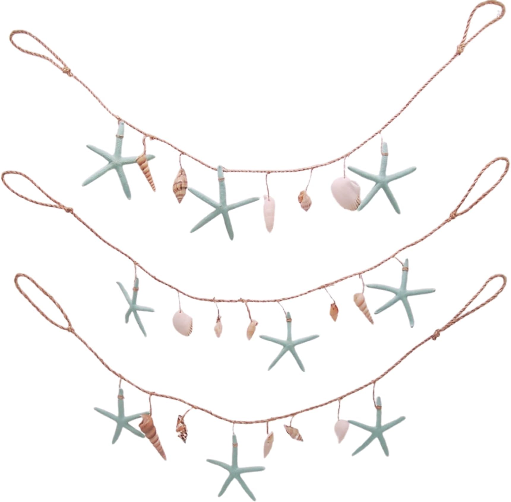 Amazon.com: Starfish and Seashell Garland, Coastal Inspired Decoration ...