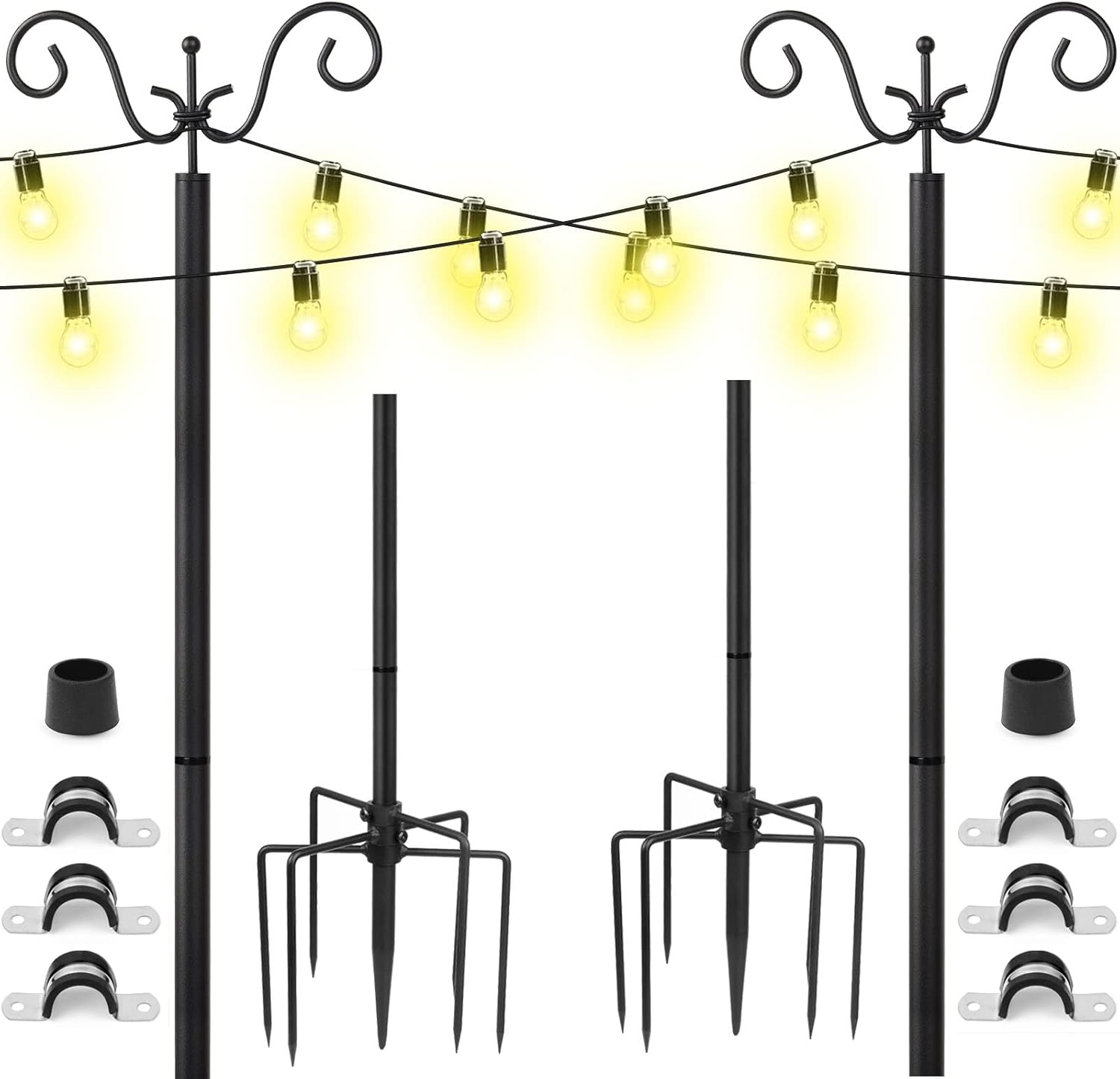Amazon.com : Outdoor String Light Poles Stand - 2 Pack Poles for ...