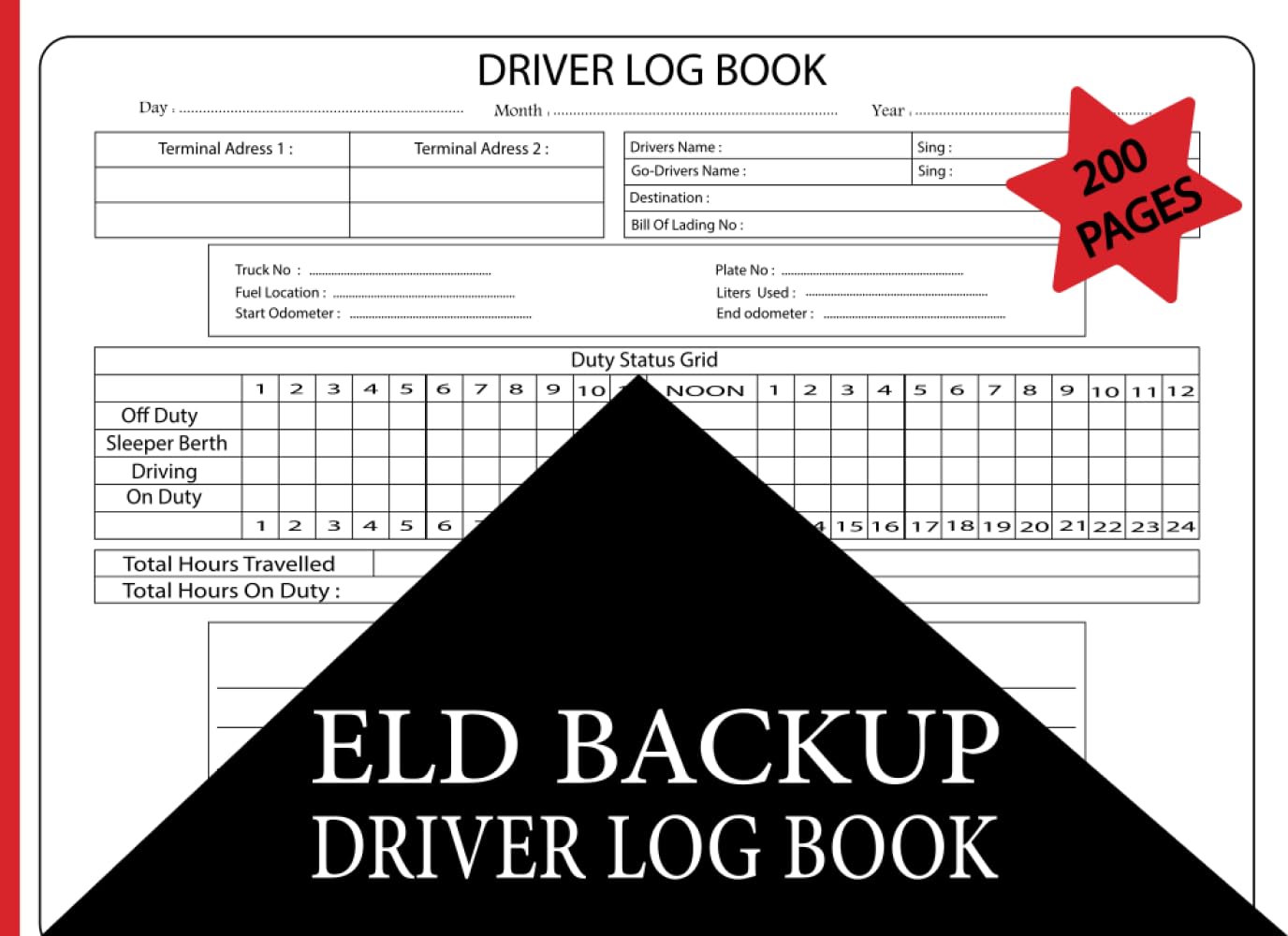 ELD Backup Driver Log Book:Daily ELD Backup Log Book for Truck Drivers ...