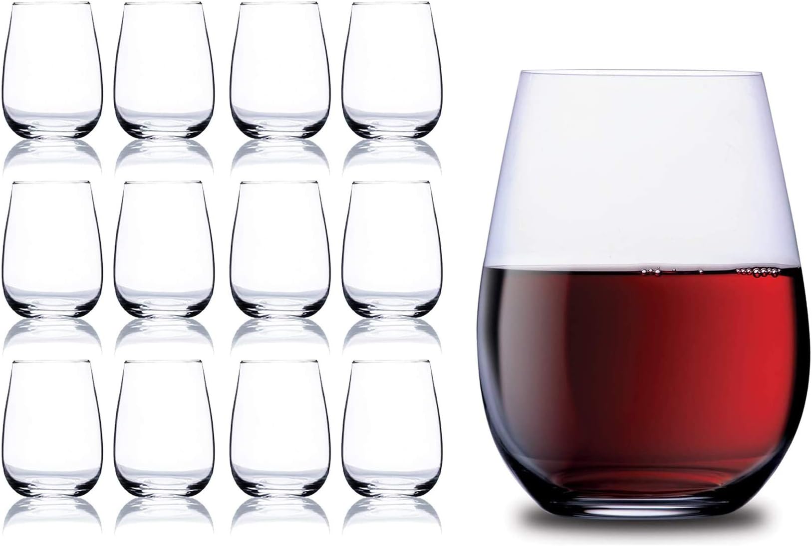 Amazon.com | Chef's Star Elegant Glass Stemless Wine Glasses for Red or ...