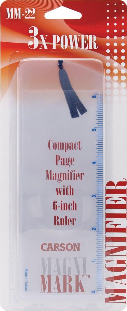 Carson MagniMark 3x Fresnel Bookmark Magnifier and 6 Inch Ruler ...
