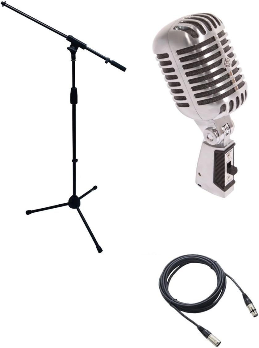 Amazon.com: Shure Super 55 Microphone Bundle with Mic Boom Stand and ...