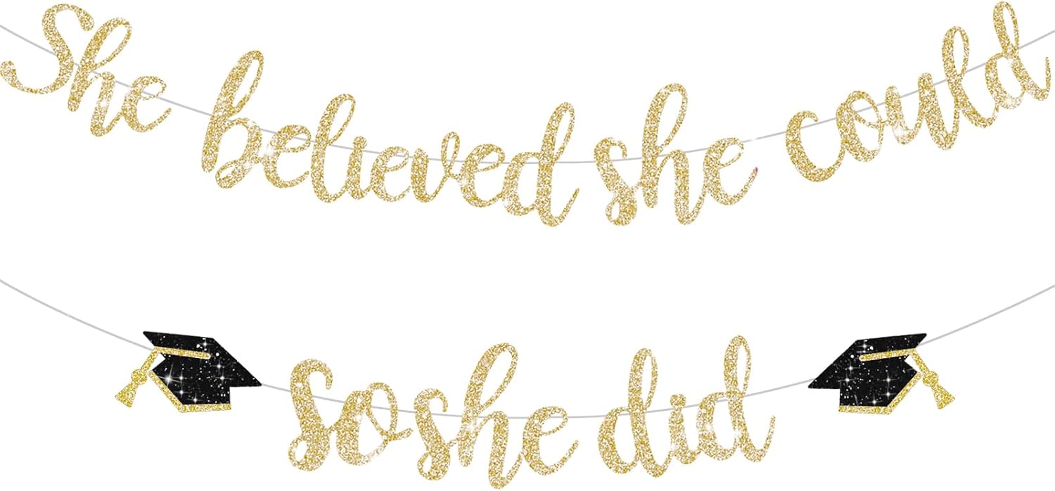 Amazon.com: RICHHHA She Believed She Could So She Did banner,Pre-strung ...