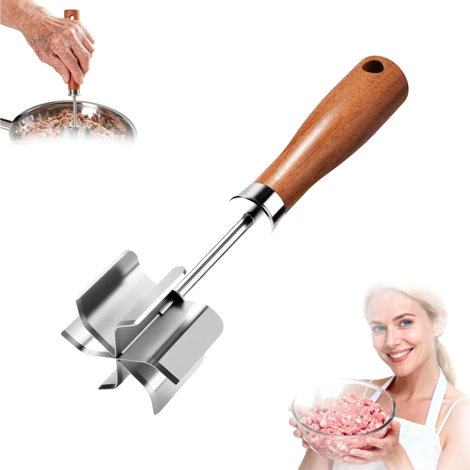 Amazon.com: 2026 Stainless Steel Meat Chopper, Six-Blade Ground Beef ...