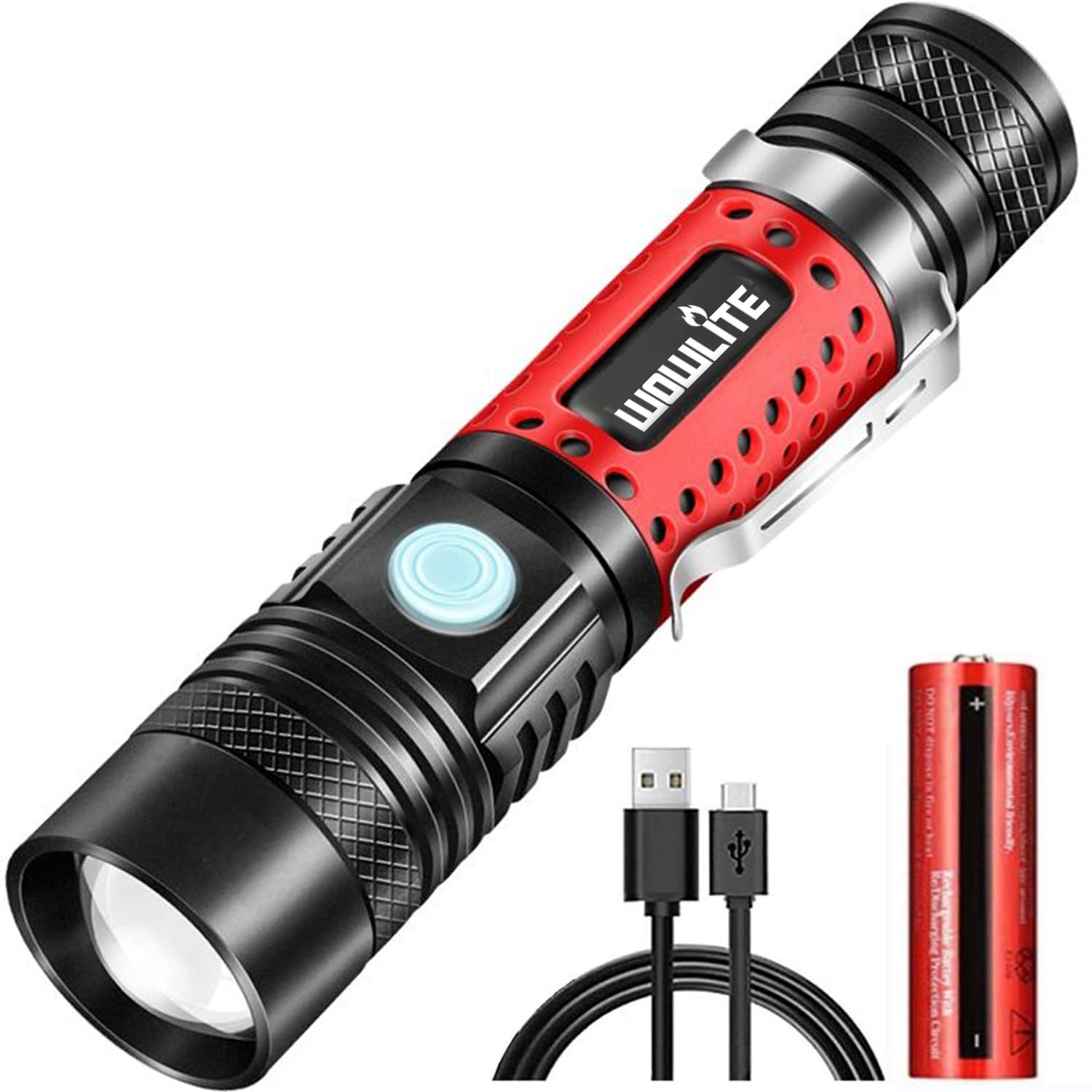 wowlite Flashlight Rechargeable, Super Bright Pocket LED Flashlights ...