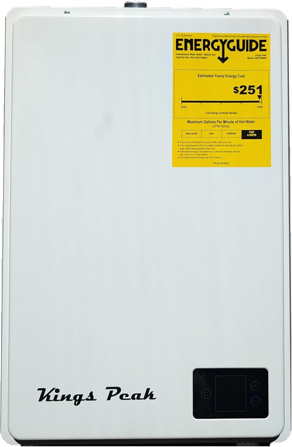 King Peak KNG199INW Tankless Hot Water Heater, 199000 BTUs, Non ...