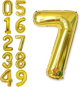 Amazon.com: Number 7 Balloon 40 Inch Gold Balloons Birthday Party ...