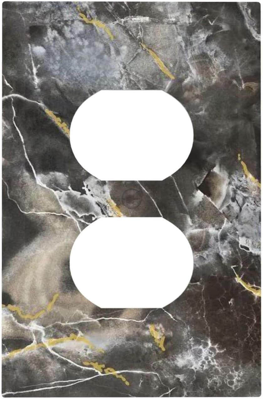 Black Marble Light Switch Plate Cover 1 Gang Duplex Outlet Covers Wall ...