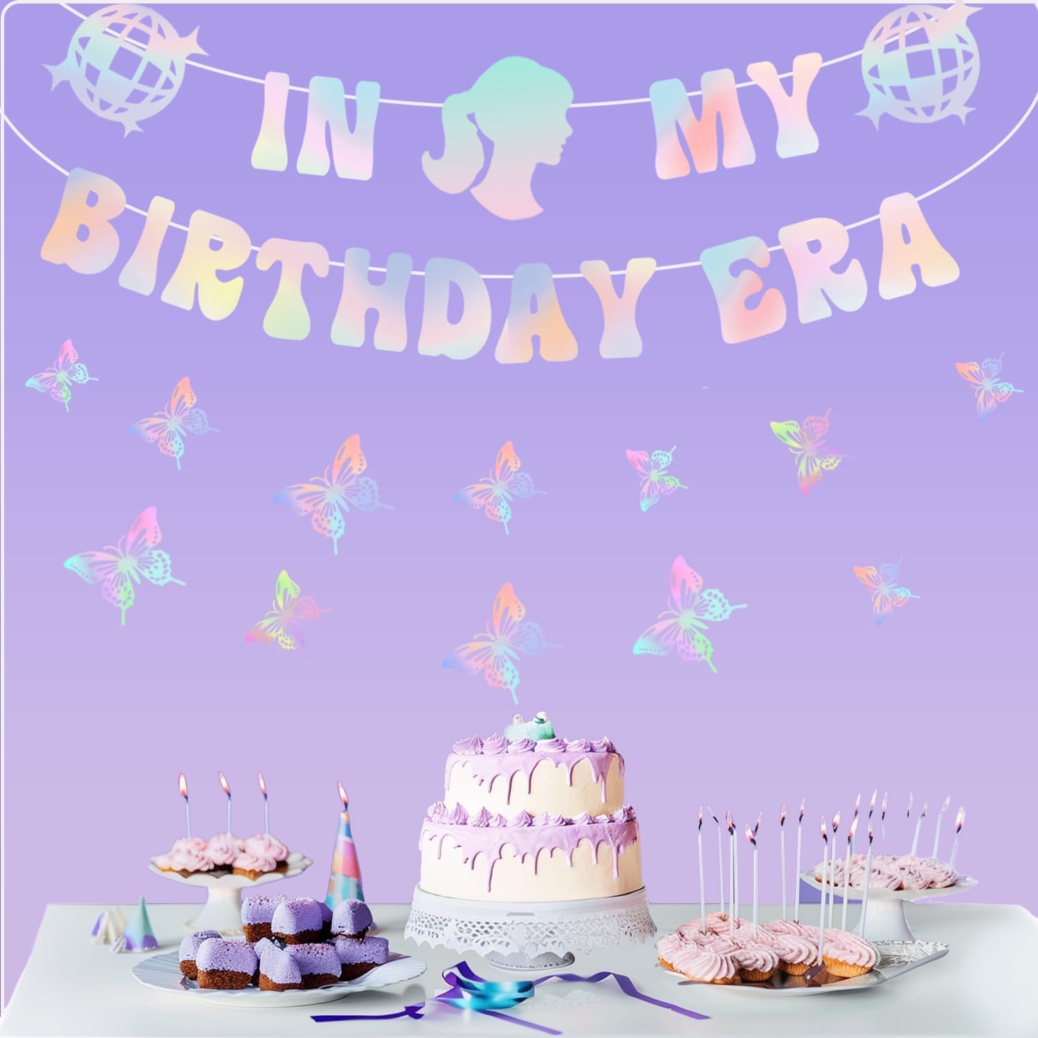 Amazon.com: Sliver "In My Birthday ERA" Banner with 12Pcs Laser Paper ...