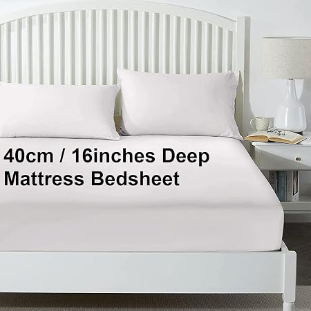 CICK Double Fitted Sheets 16"/ (40cm Deep) With 2 Pack Pillowcases ...