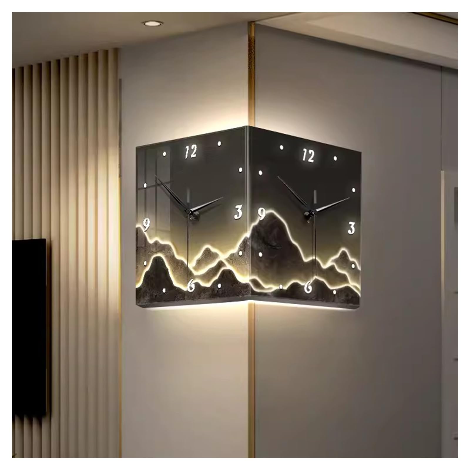 Amazon.com: SUZLAZYR Double-Sided Wall Clock - Modern Corner Wall Clock ...