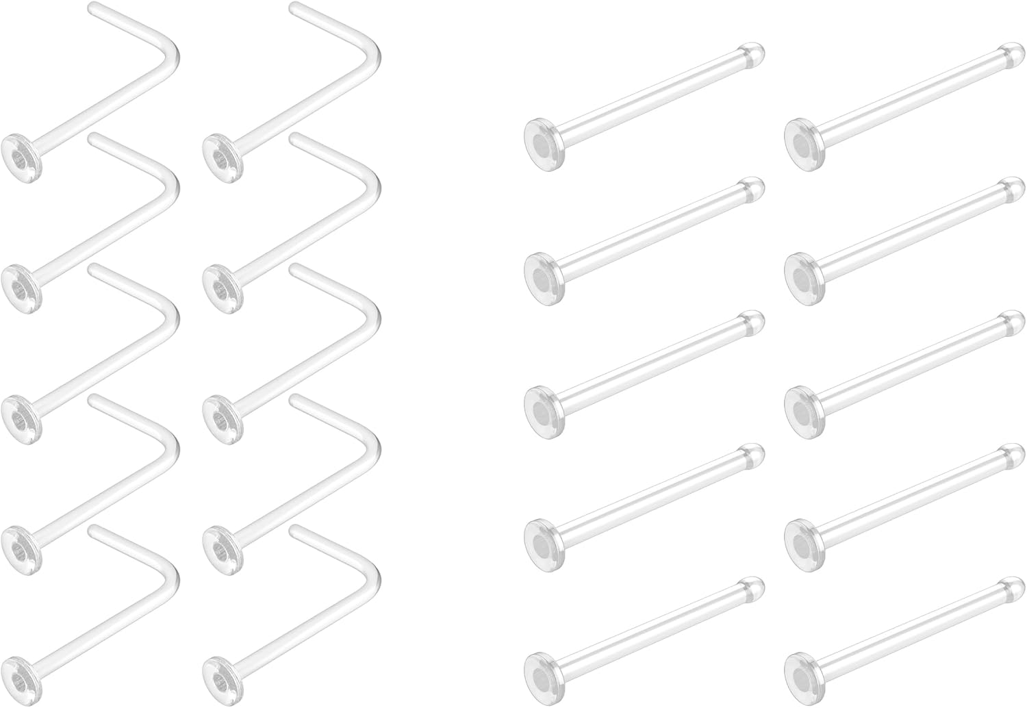 Amazon.com: WildVibe 10pc L-Shape + 10pc Stud 20g Clear Nose Ring ...