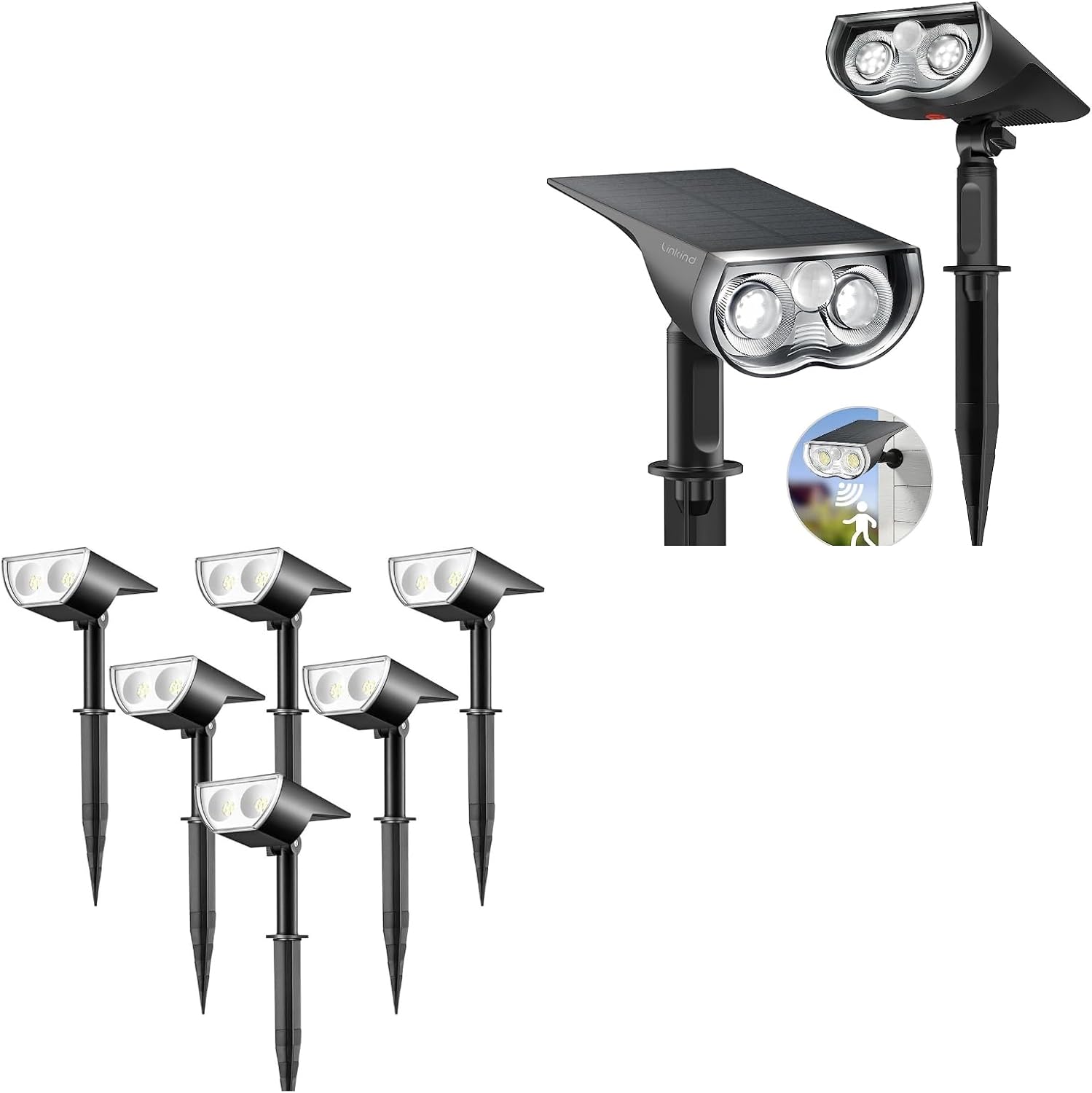 Linkind Solar Spot Lights Outdoor Daylight 2 Pack+6 Pack - Amazon.com