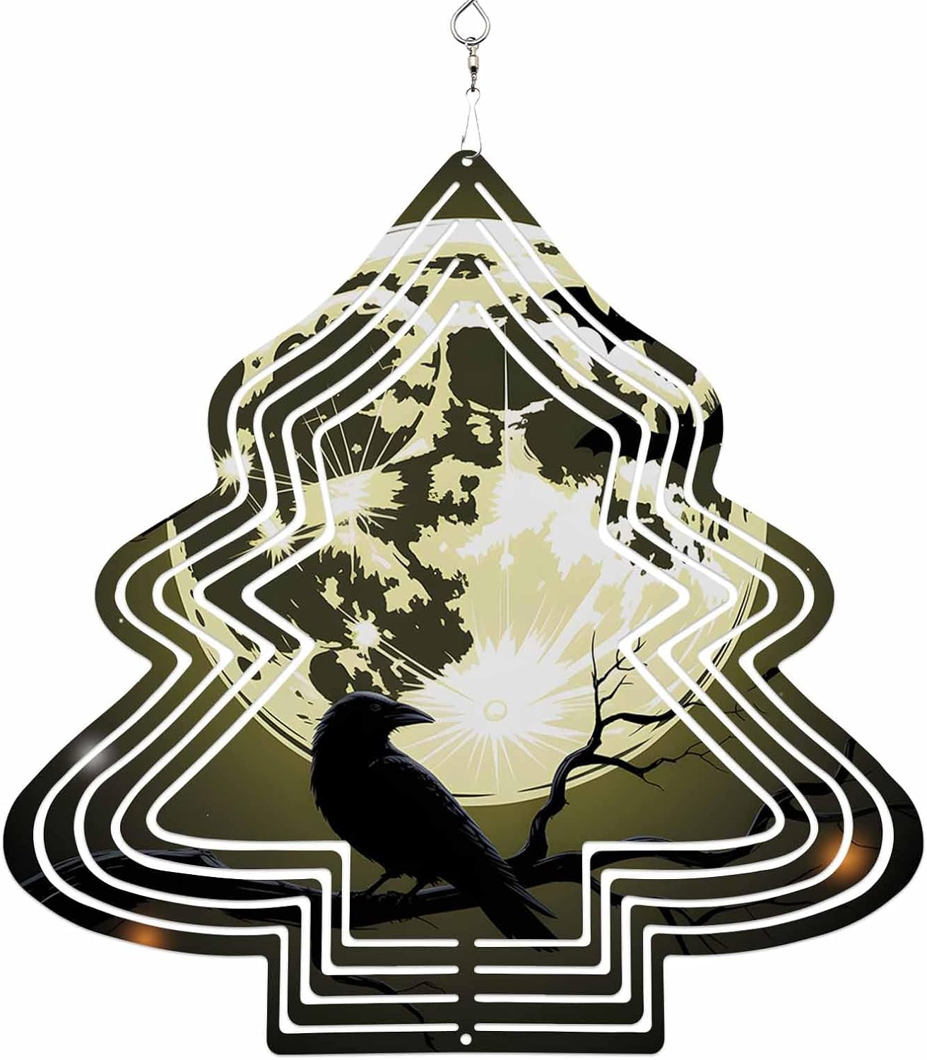 Amazon.com: Black Crow Moon Halloween Wind Spinner for Yard and Garden ...