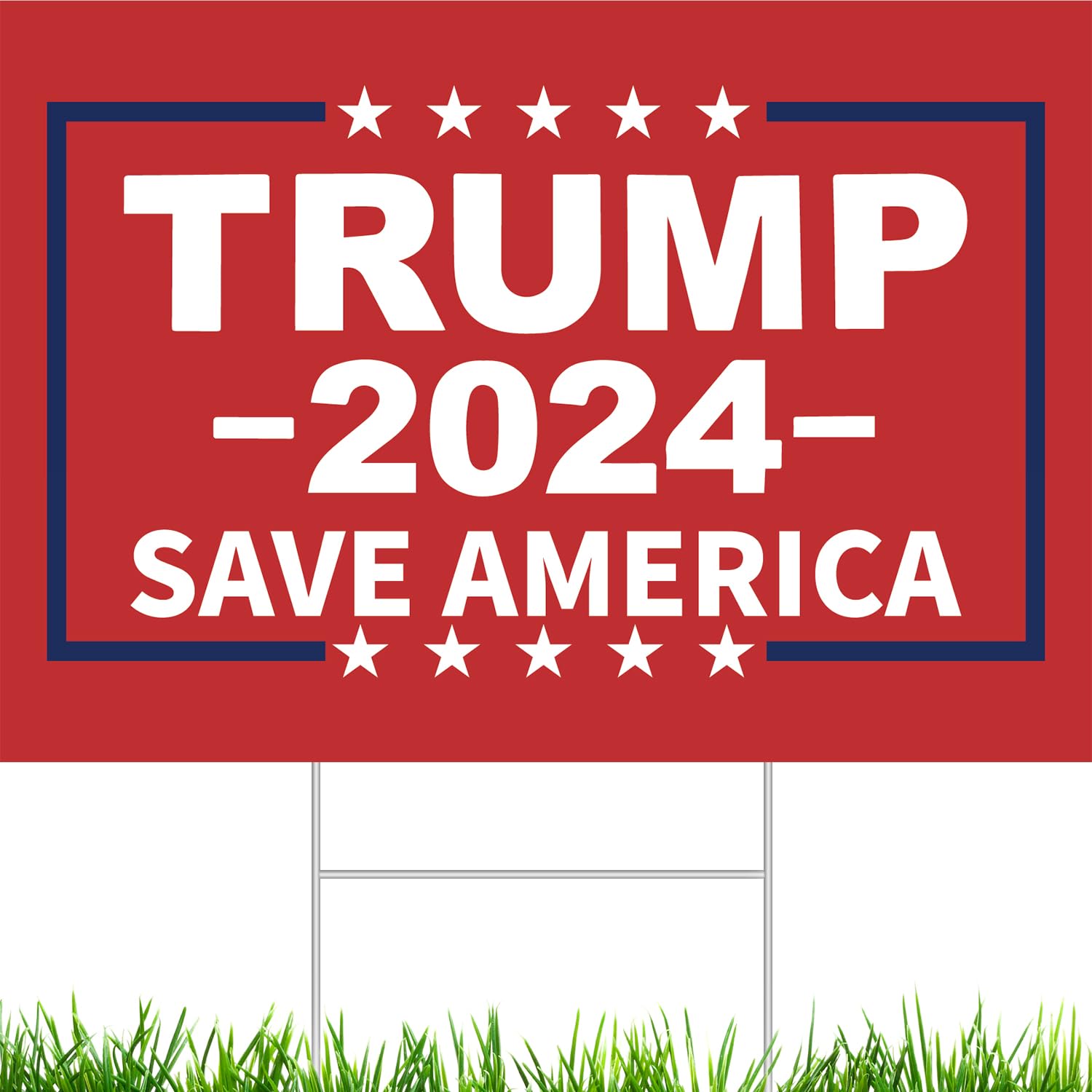 Amazon.com : Trump 2024 Yard Sign with H-Stakes - Double Sided 18x12 ...
