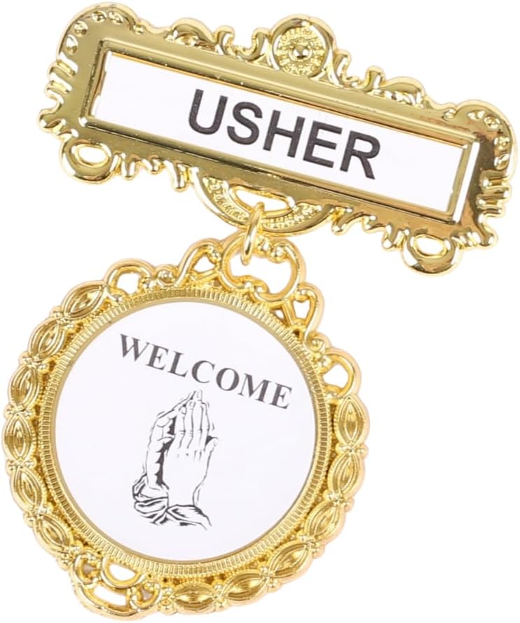 Amazon.com: Gold Usher Pins for Church | Round Welcome Badge for Ushers ...