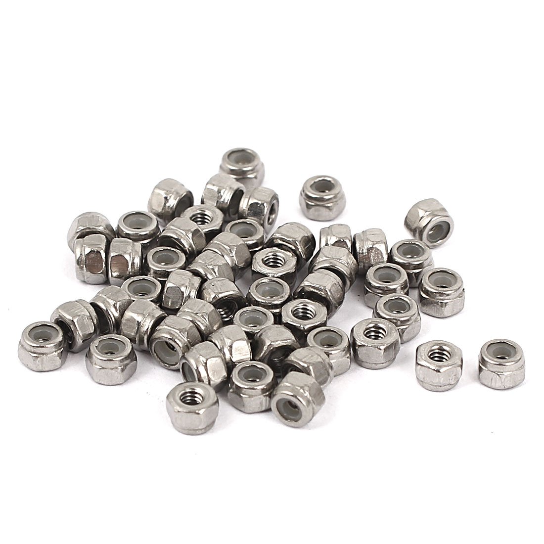 uxcell M2 304 Stainless Steel Self-Locking Nylon Insert Hex Lock Nuts ...
