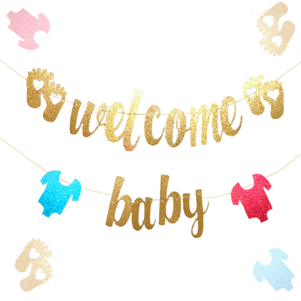 Buy JeVenis Gold Glitter Welcome Baby Banner Welcome Baby Sign Baby ...