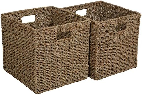 Wovenhill | Set of 2 Square Willow Baskets | Handmade Grey Shelf ...