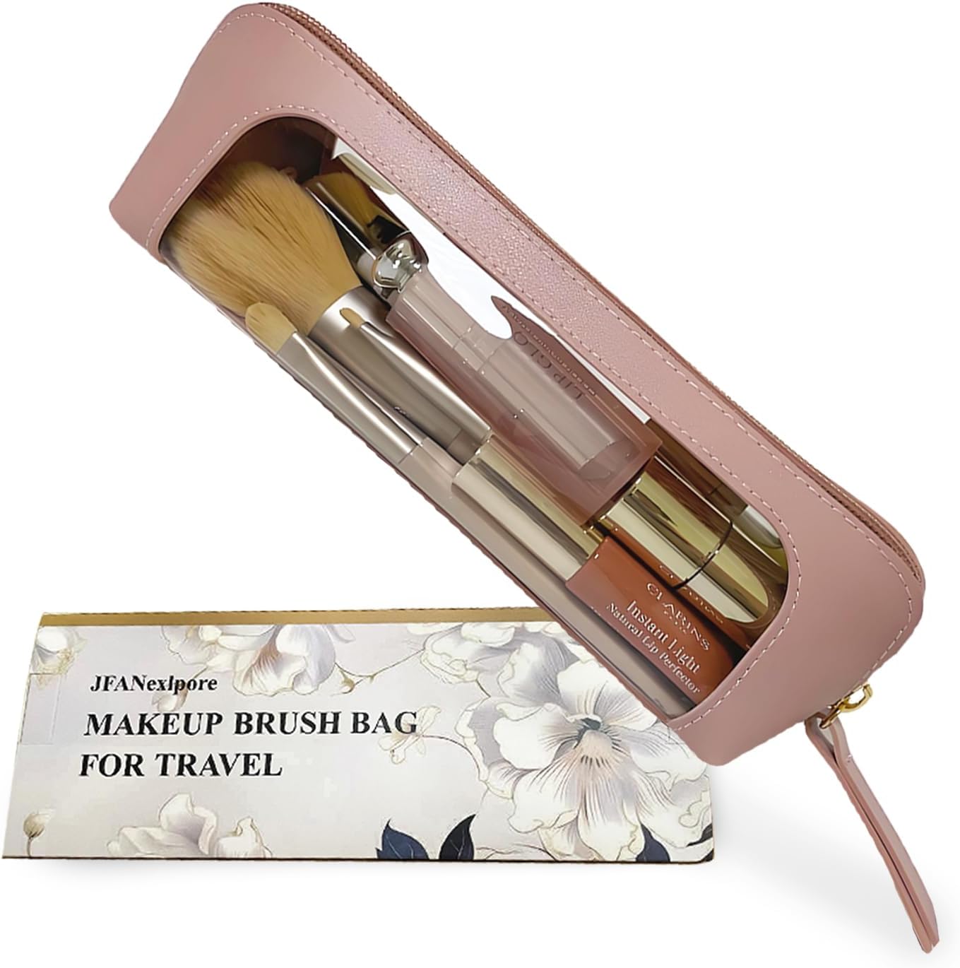 Amazon.com : JFANexplore Clear Makeup Brush Bag Case,Leather Travel ...