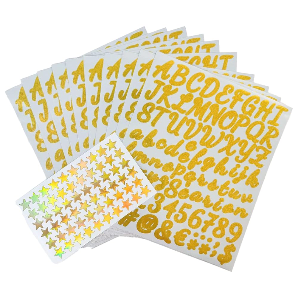 Amazon.com: Setposhz 900-Piece Vinyl Glitter Gold Sticker Pack: 11 ...