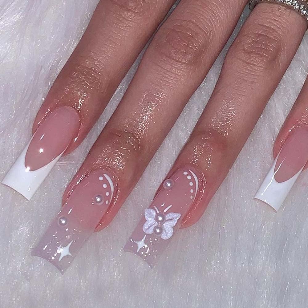 Amazon.com: ANDGING Red Press on Nails Square Short Medium Fake Nails ...