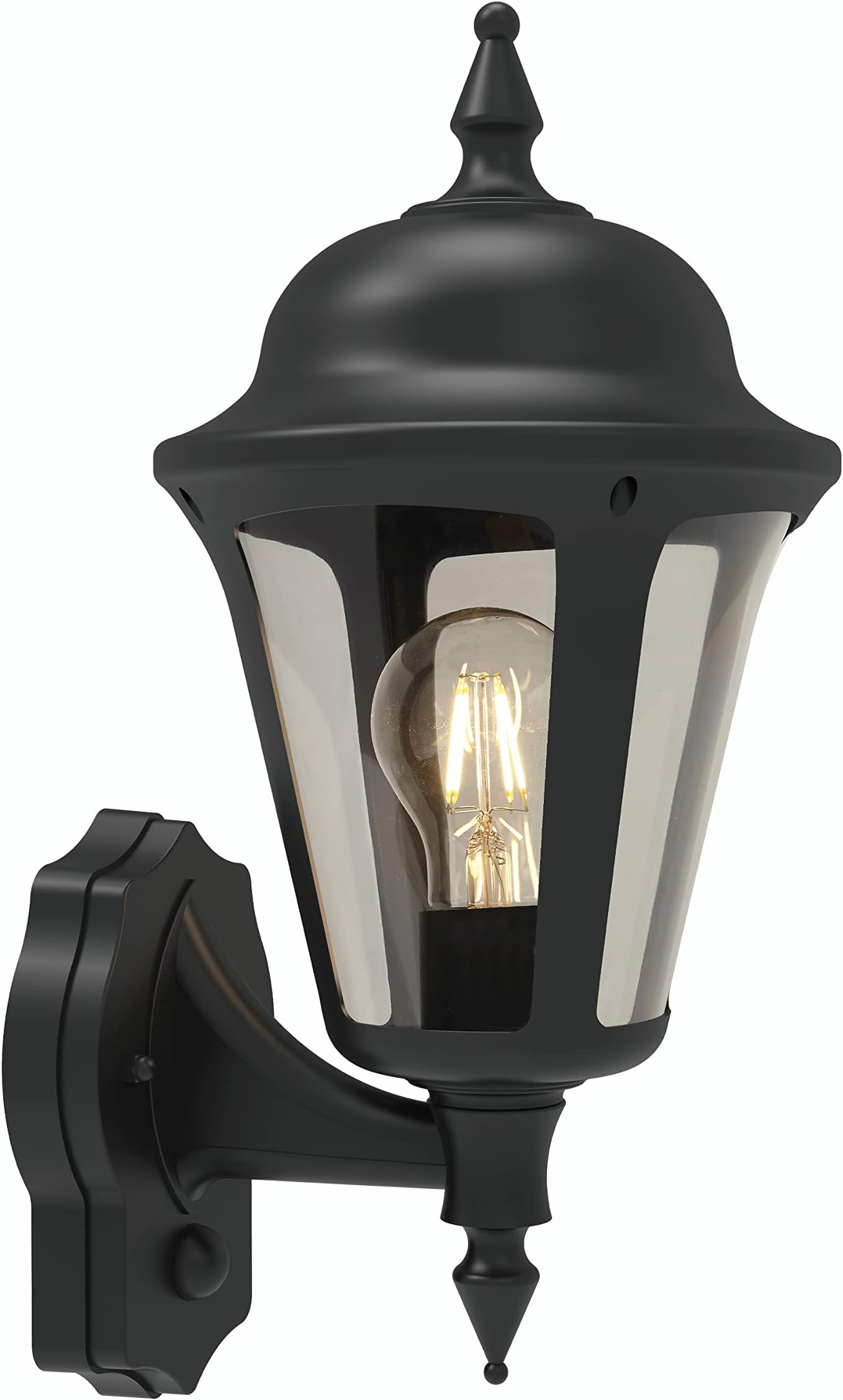 4lite Outdoor Light Wall Lantern with PIR Sensor IP65 Black - E27 Light ...