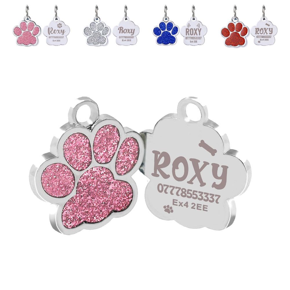 Amazon.com: Dog Tags Engraved for Pets Personalized Paw Print Stainless ...