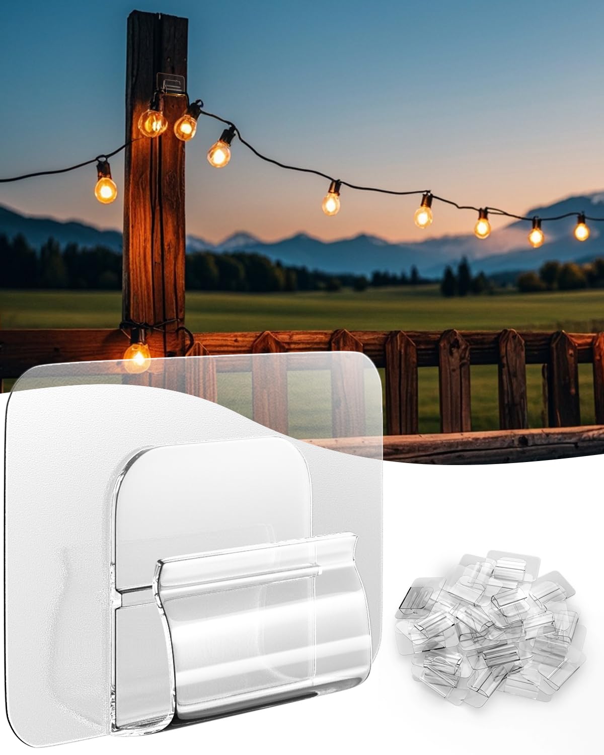 Amazon.com: 100 Pack Hooks for Outdoor String Lights - Clear Patio ...